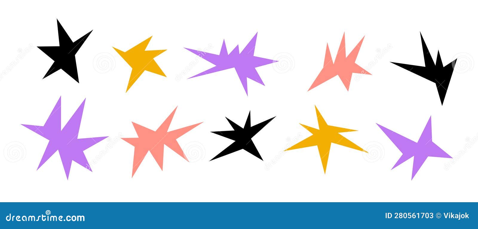 Sharp Shapes Collection. Bright Irregular Sparks and Twinkles Set Stock ...