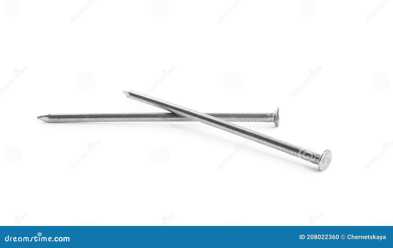 Sharp Shiny Metal Nails on White Background Stock Photo - Image of item ...