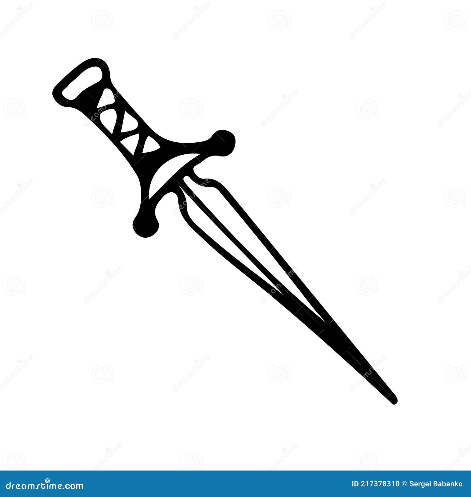 Sharp Short Dagger in Doodle Style Isolated Stock Vector - Illustration ...