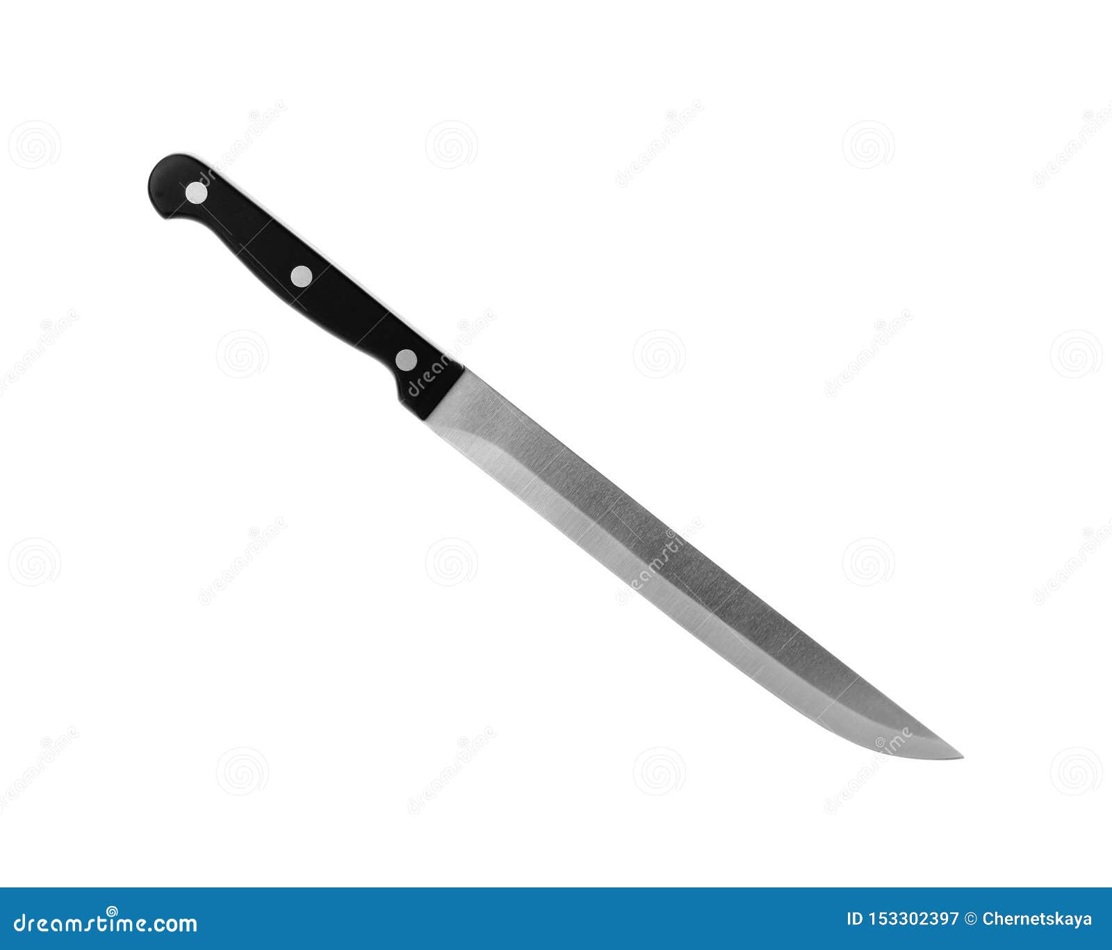 Sharp Slicing Knife with Black Handle Isolated Stock Image - Image of ...