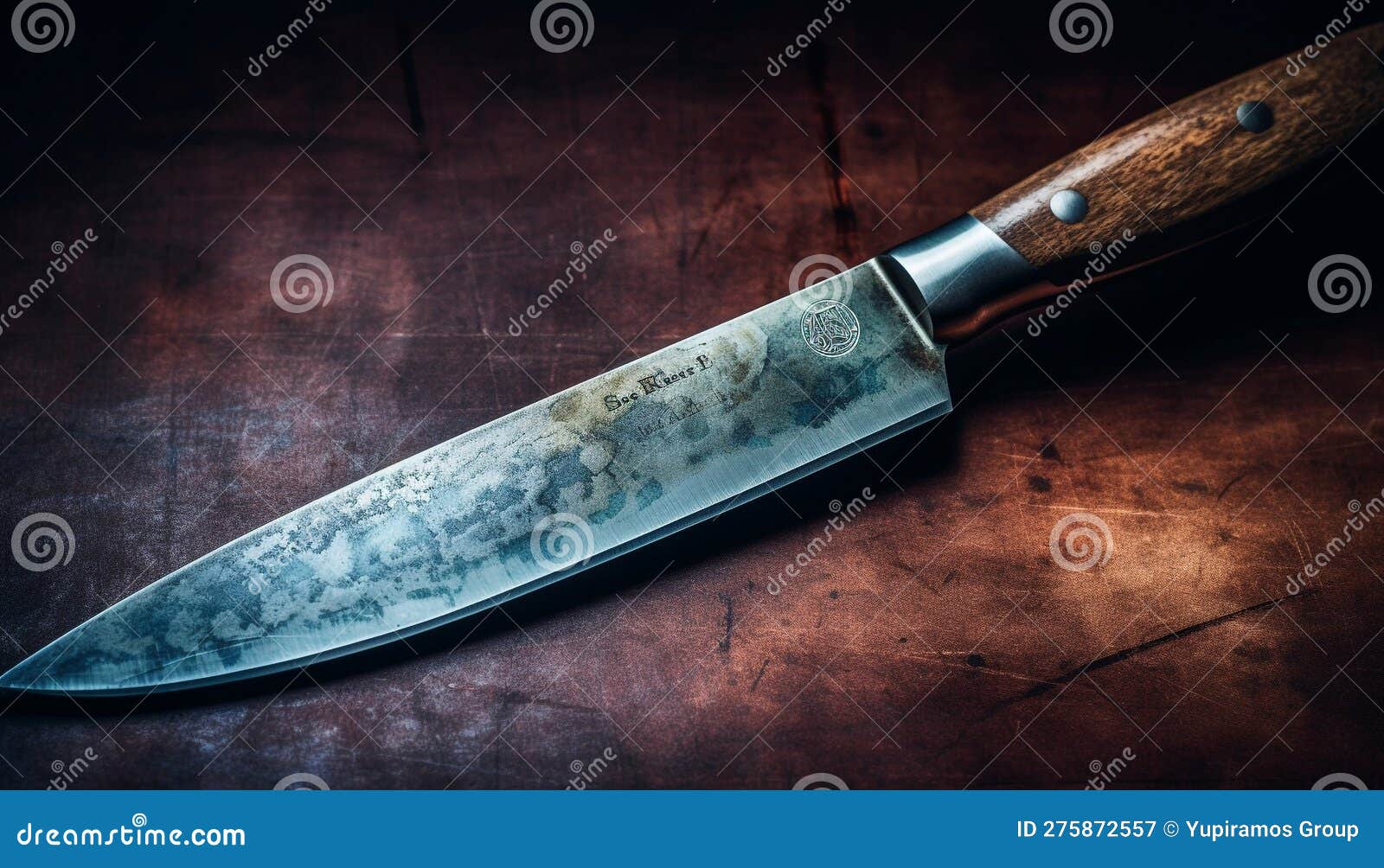 Sharp Steel Kitchen Knife, Handle Cutting Generated by AI Stock ...