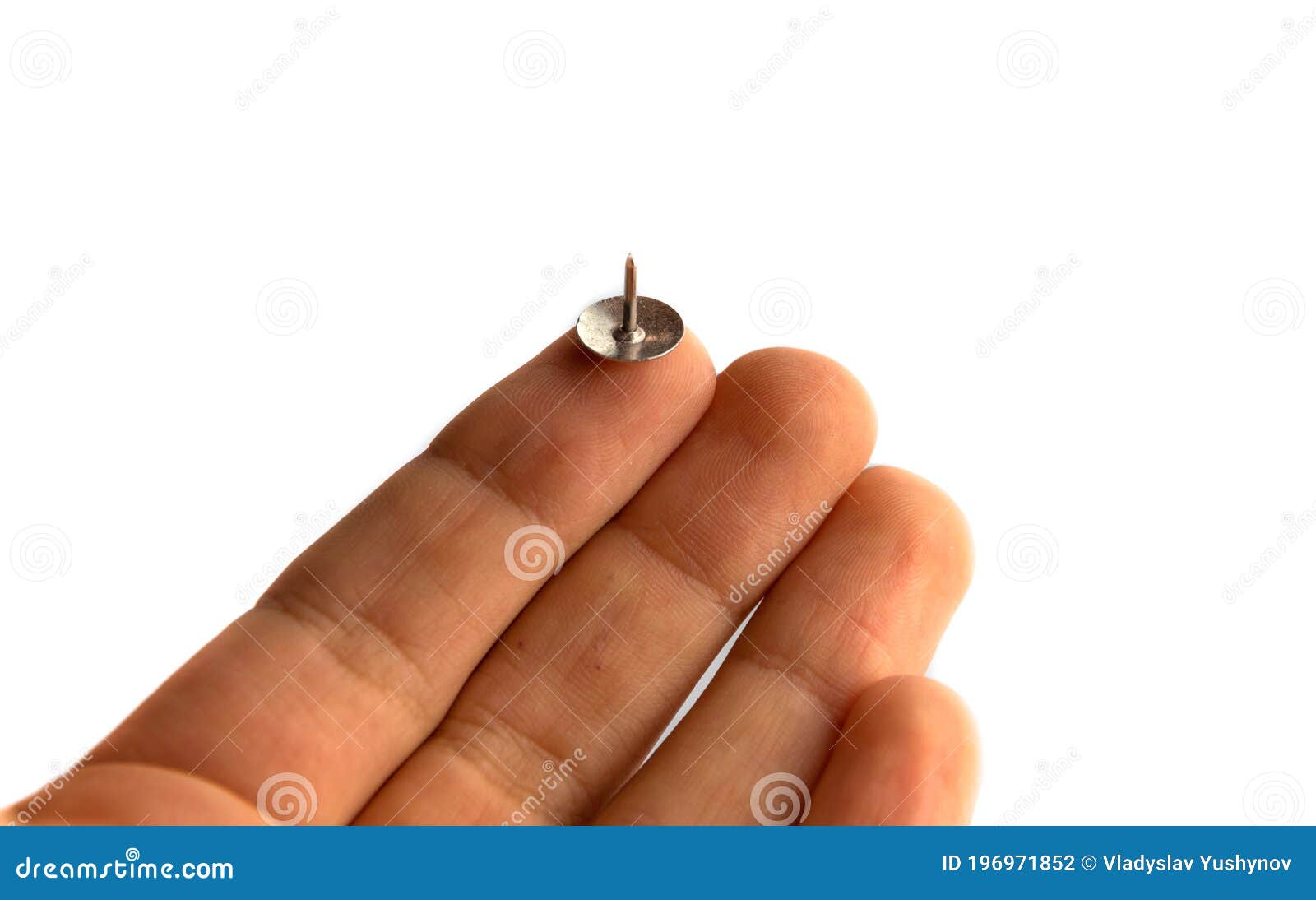 Sharp Steel Pin on the Index Finger in the Hand Stock Photo - Image of ...