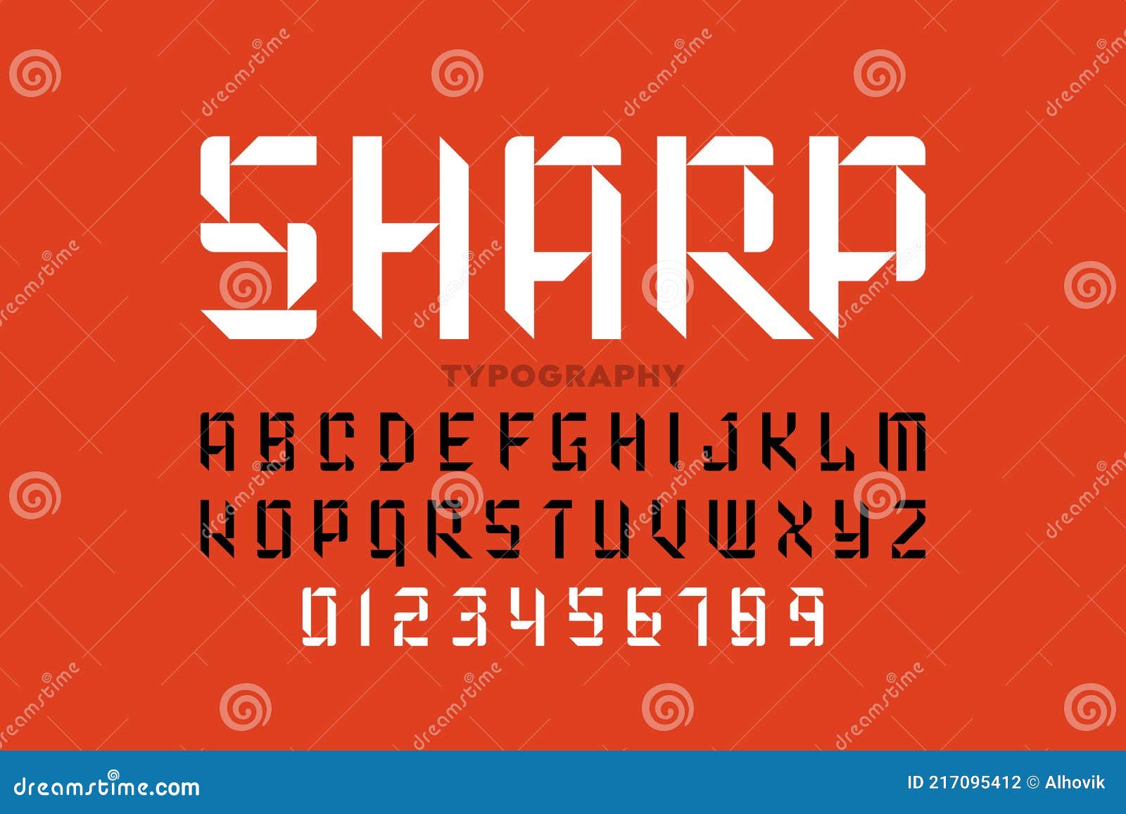 Sharp style font stock vector. Illustration of language - 217095412