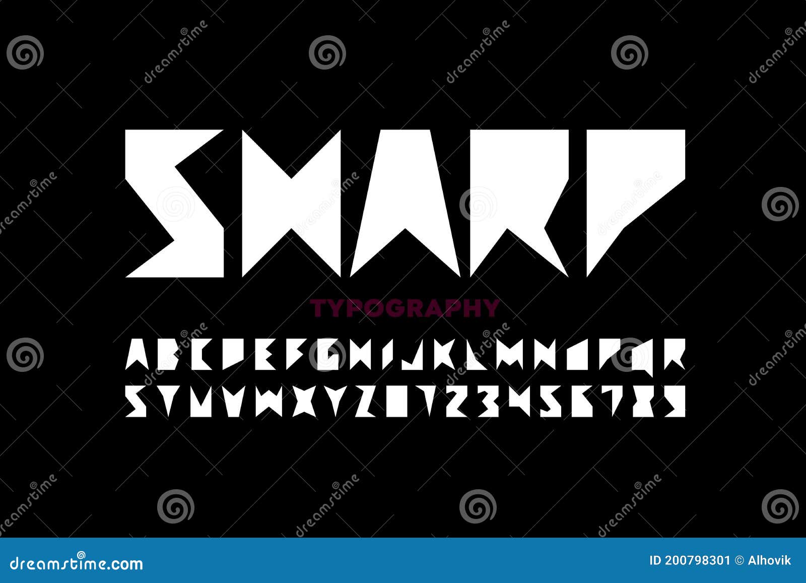 Sharp style font stock vector. Illustration of alphabet - 200798301