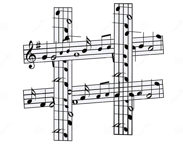 Sharp Symbol with Bars of Musical Notes Stock Illustration ...