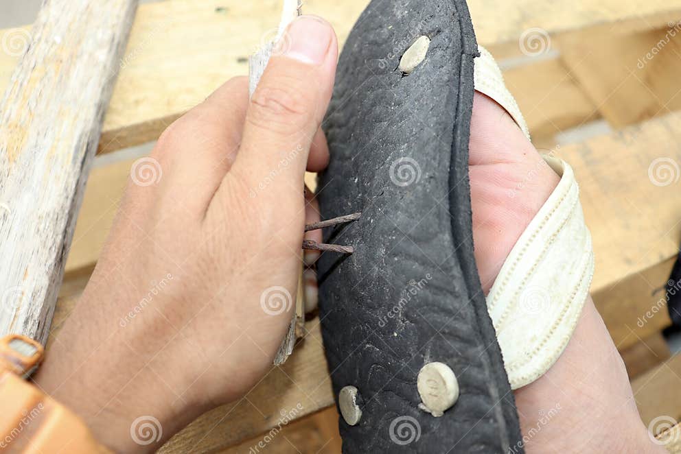 Sharp tack hurt foot stock image. Image of color, floor - 185157145