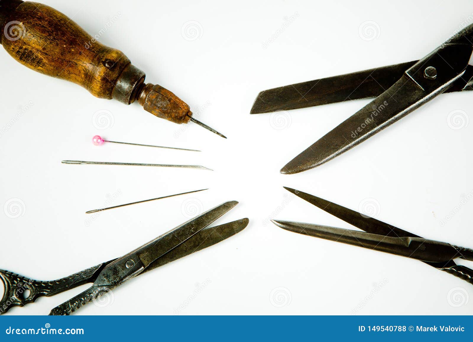 Sharp Tailor`s Tools, Edgy Vintage Instrument Stock Photo - Image of ...