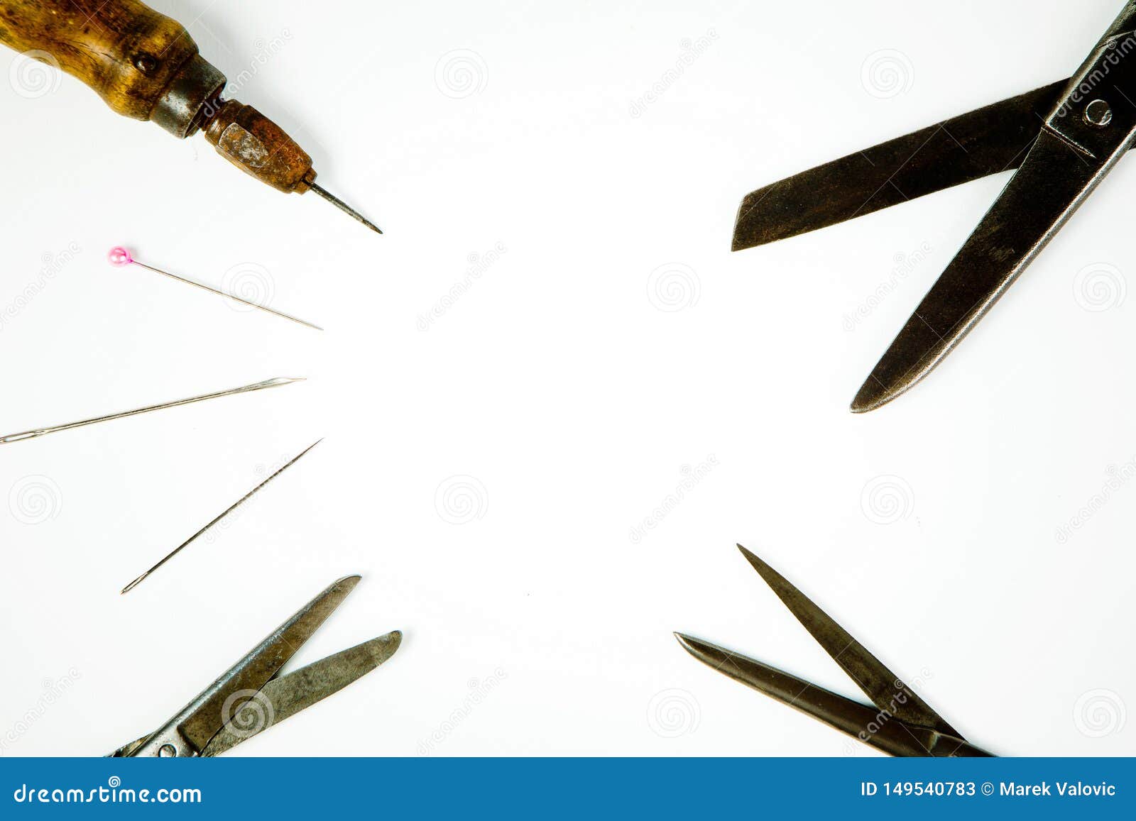 Sharp Tailor`s Tools, Edgy Vintage Instrument Stock Image - Image of ...