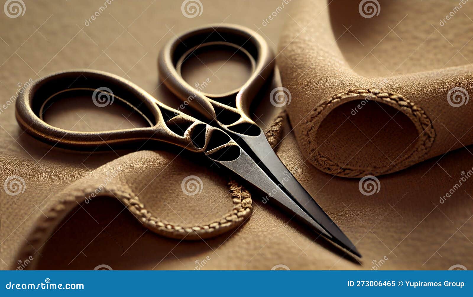 Sharp Tailors Scissors on Metallic Spool of Thread Generated by AI ...