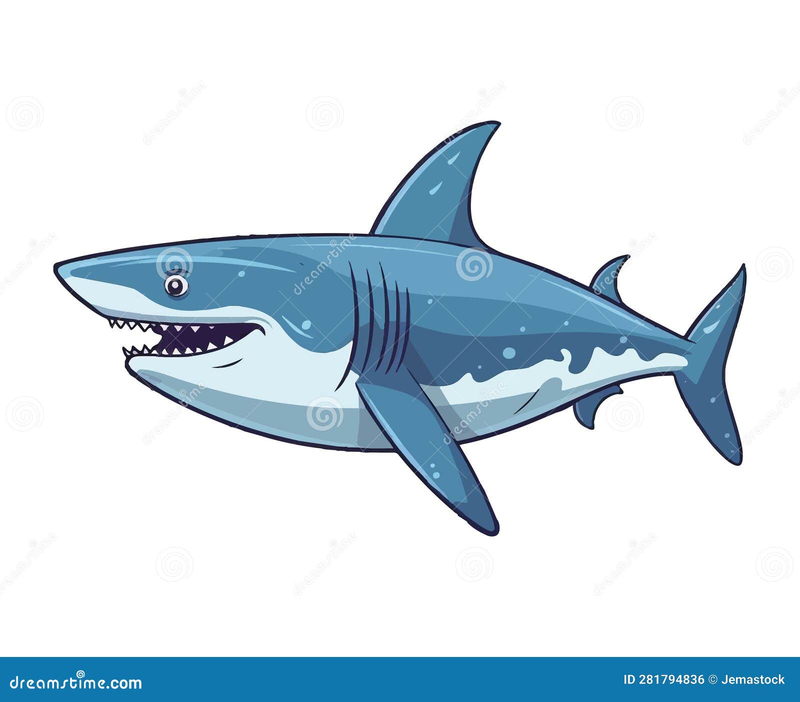 Sharp Teeth of a Cute Fish Symbolize Underwater Danger Stock Vector ...