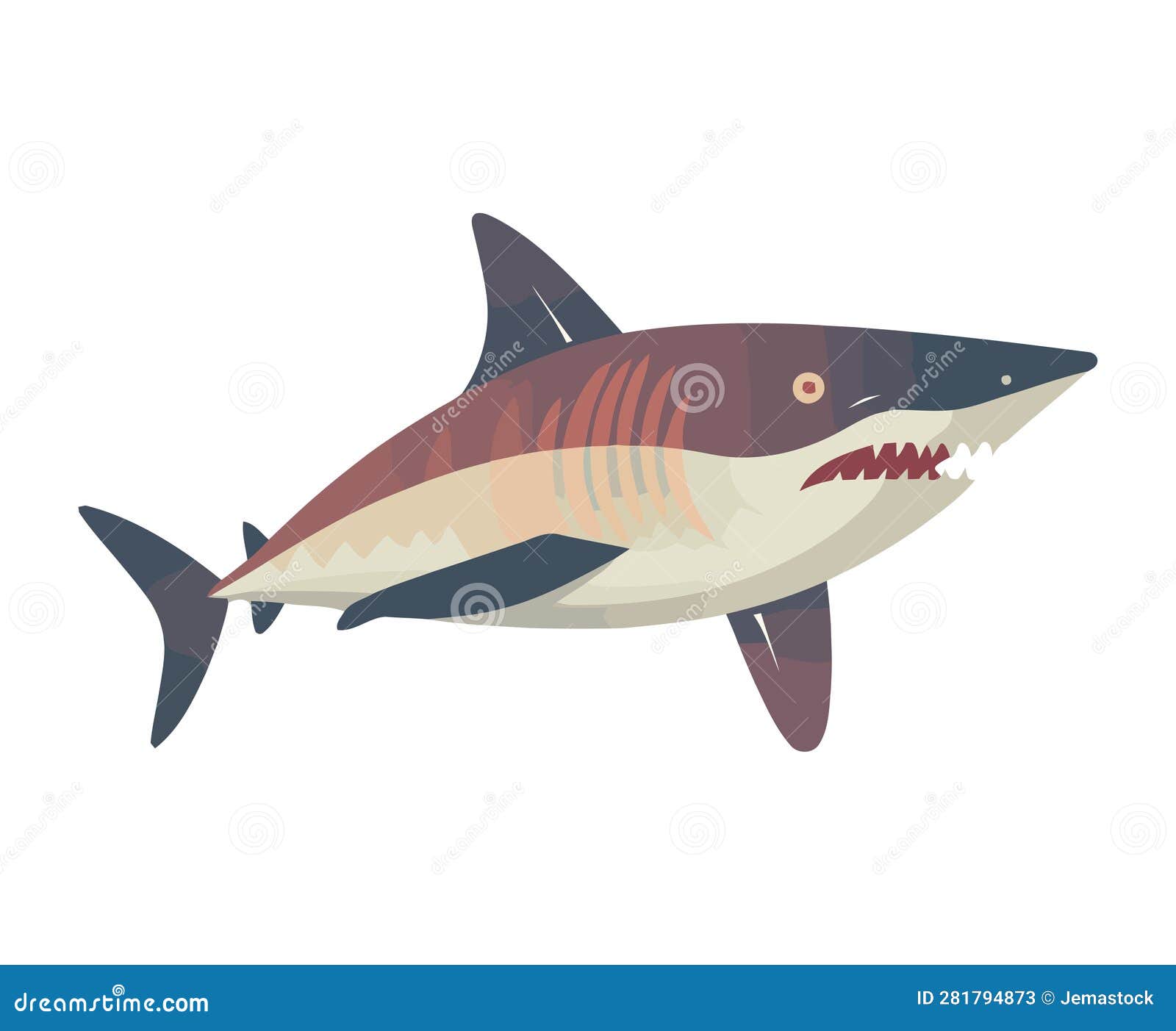 Sharp Teeth of a Cute Fish in an Underwater Stock Vector - Illustration ...