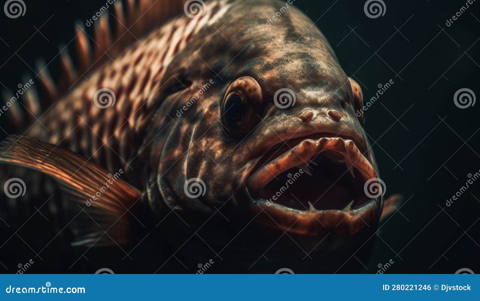 Sharp Teeth of a Furious Saltwater Fish in Close Up Portrait Generated ...
