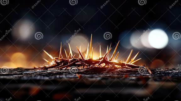 Sharp Thorns on Dark Surface with Glowing Background Lighting Stock ...