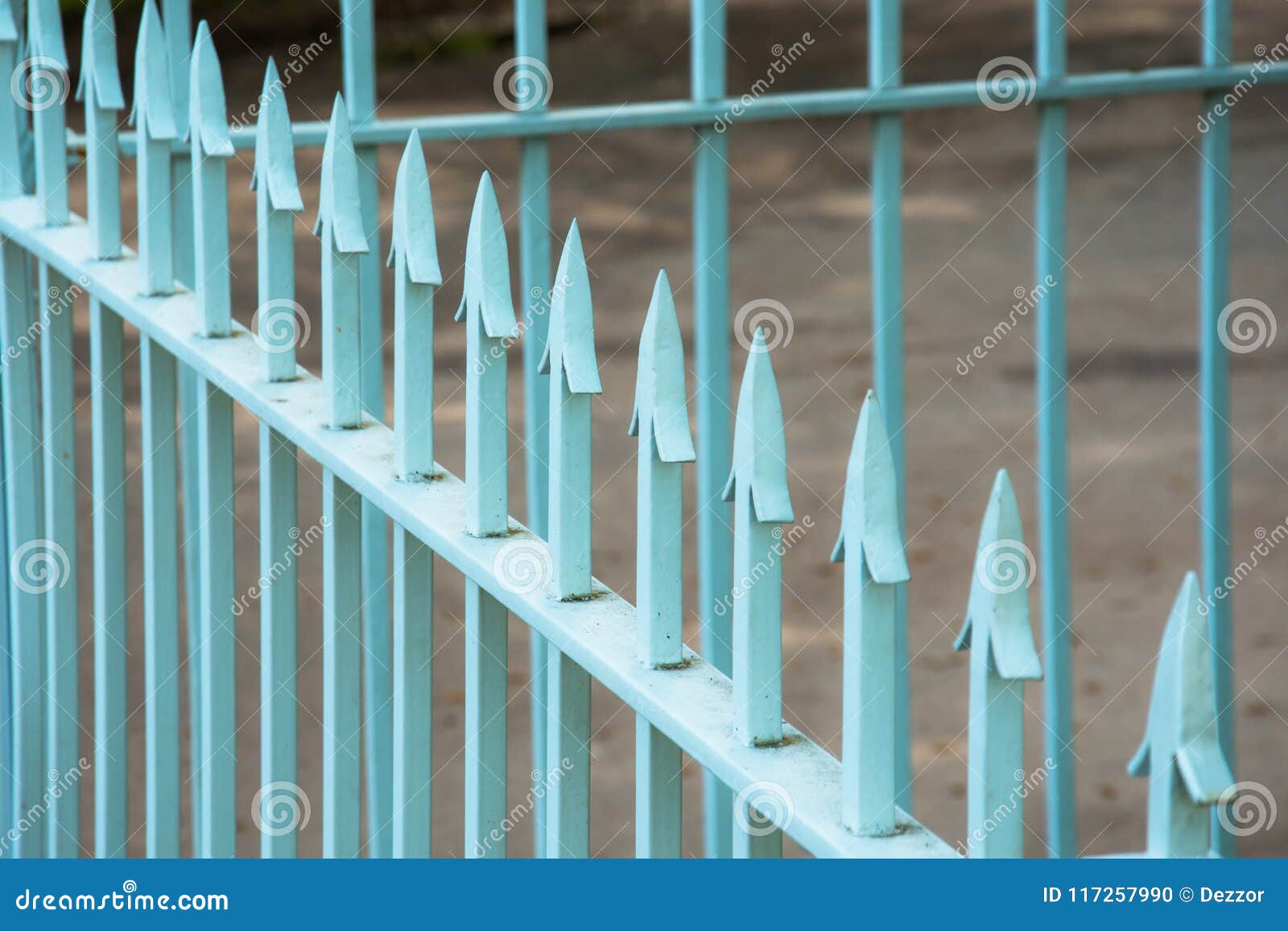 The Sharp Tip of the Metal Fence of the Fence Row. Stock Photo - Image ...