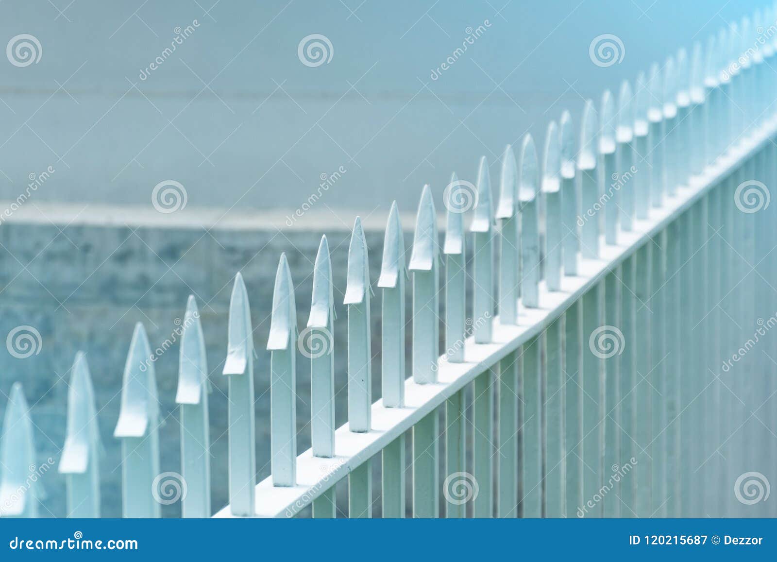 The Sharp Tip of the Metal Fence of the Fence Row. Stock Image - Image ...