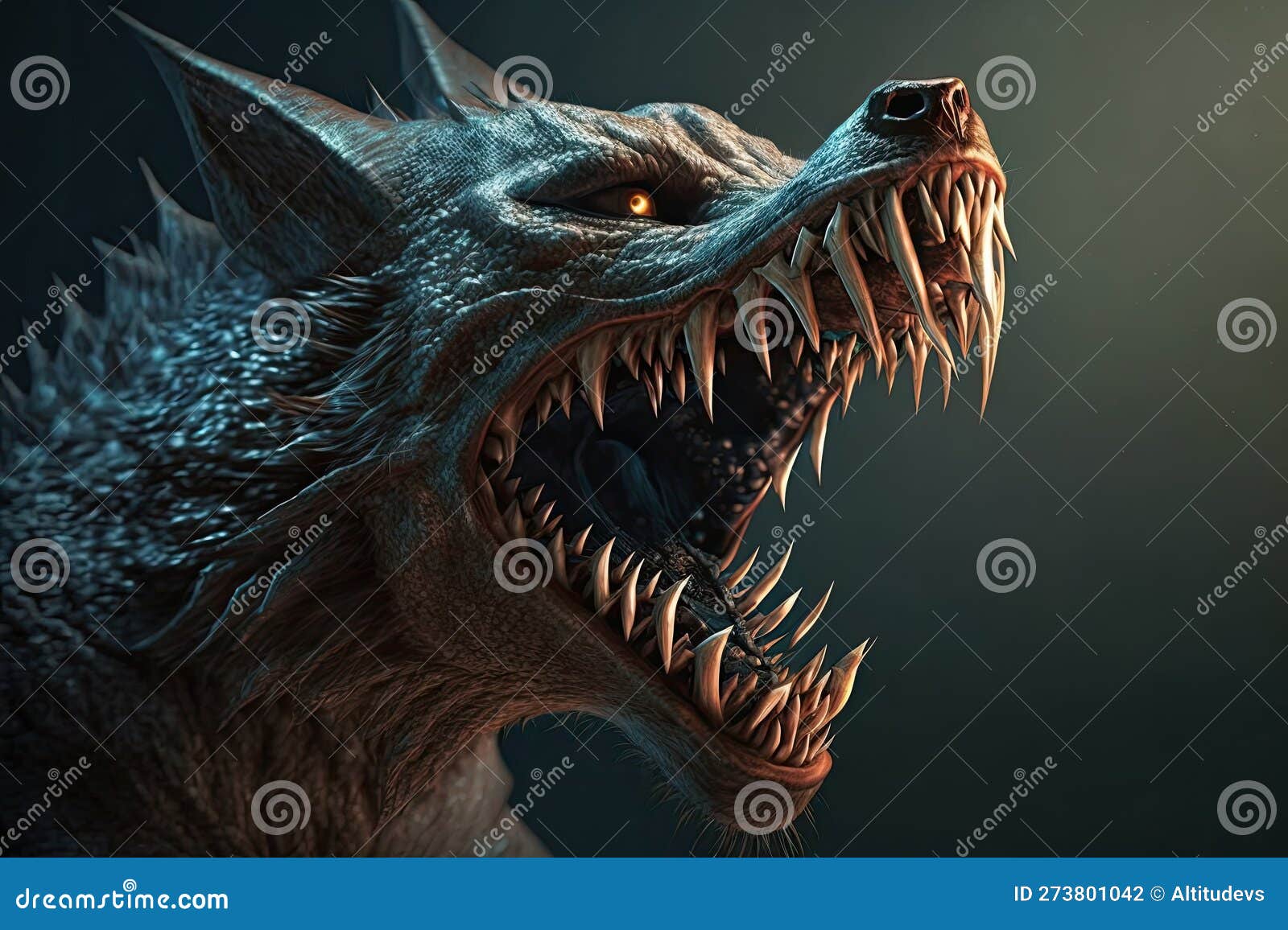 Sharp-toothed Werewolf Teeth Bared in Horrific Snarl Stock Illustration ...