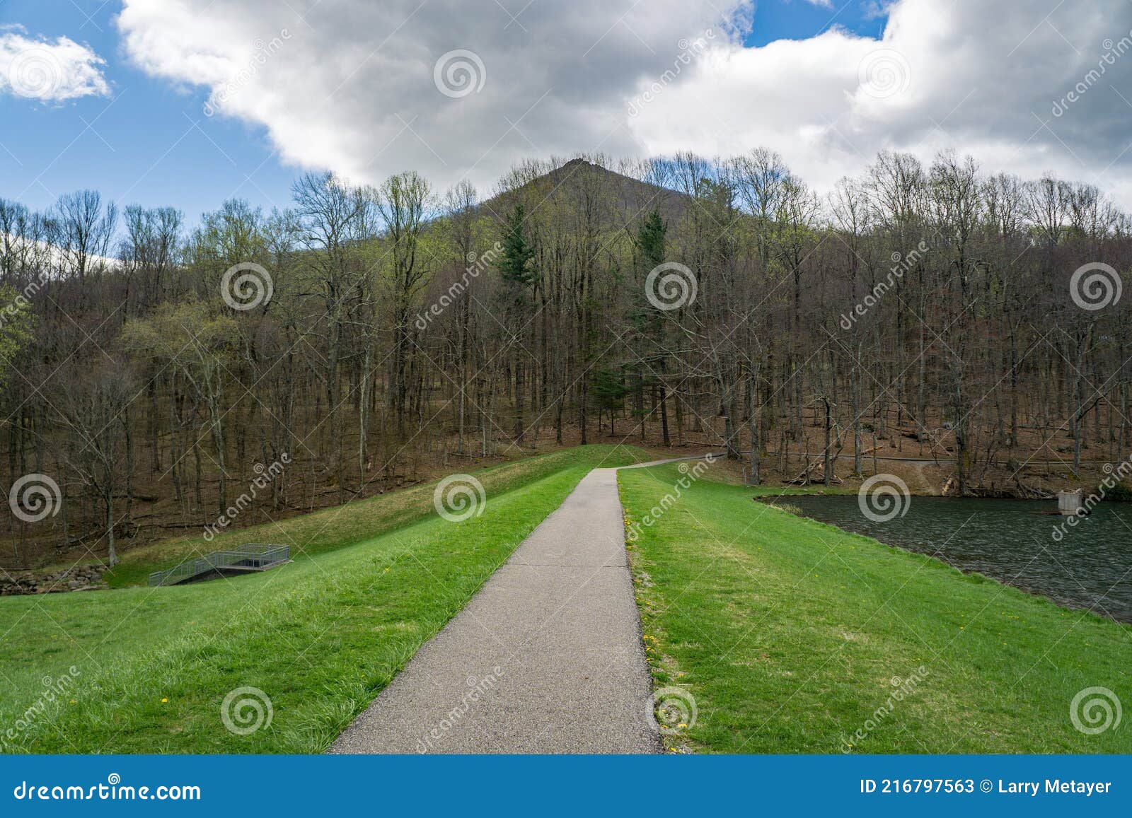 Sharp Top Mountain and Walking Trail Stock Image - Image of grass ...