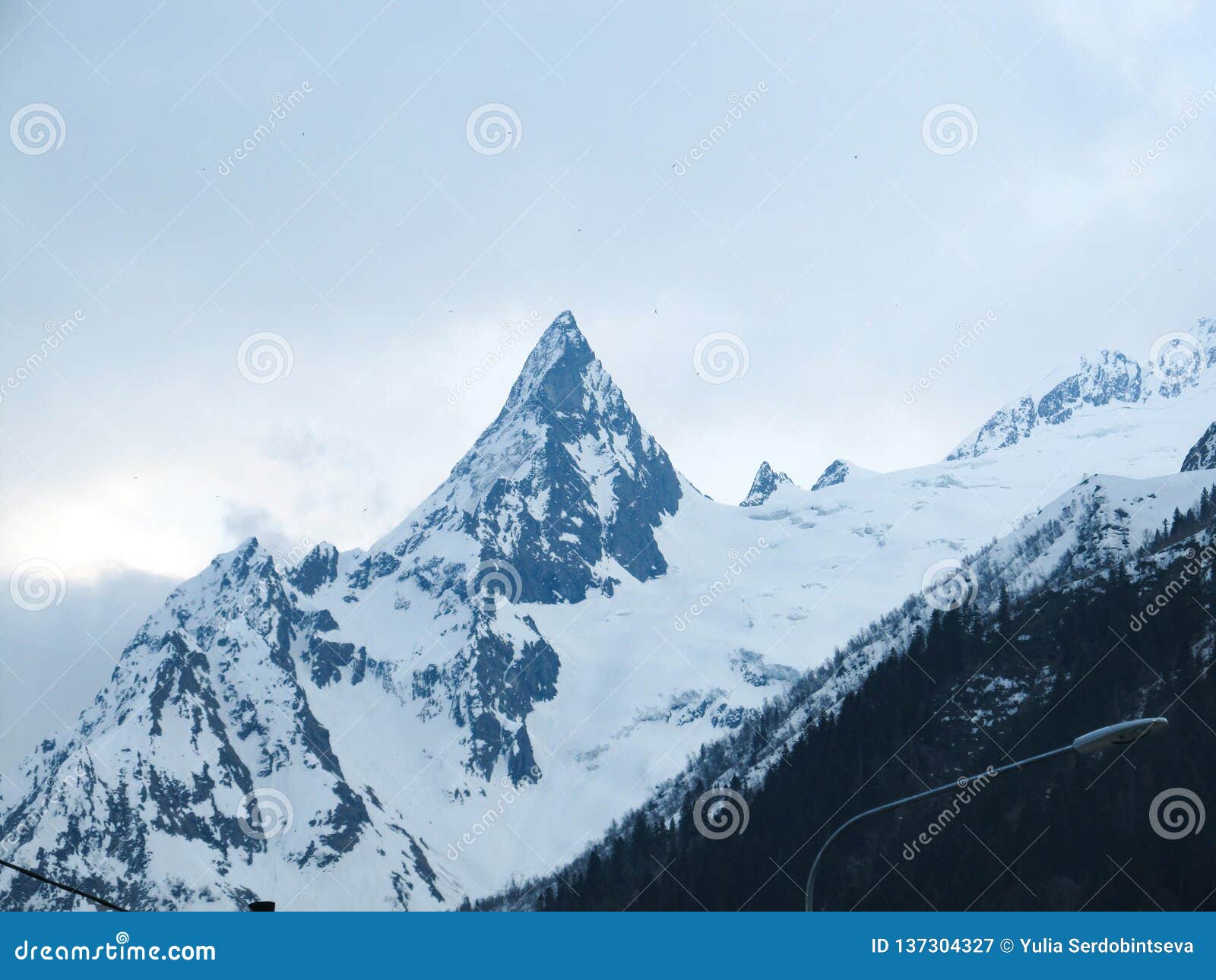 The Sharp Top of the Snow-capped Mountain Stock Image - Image of ...