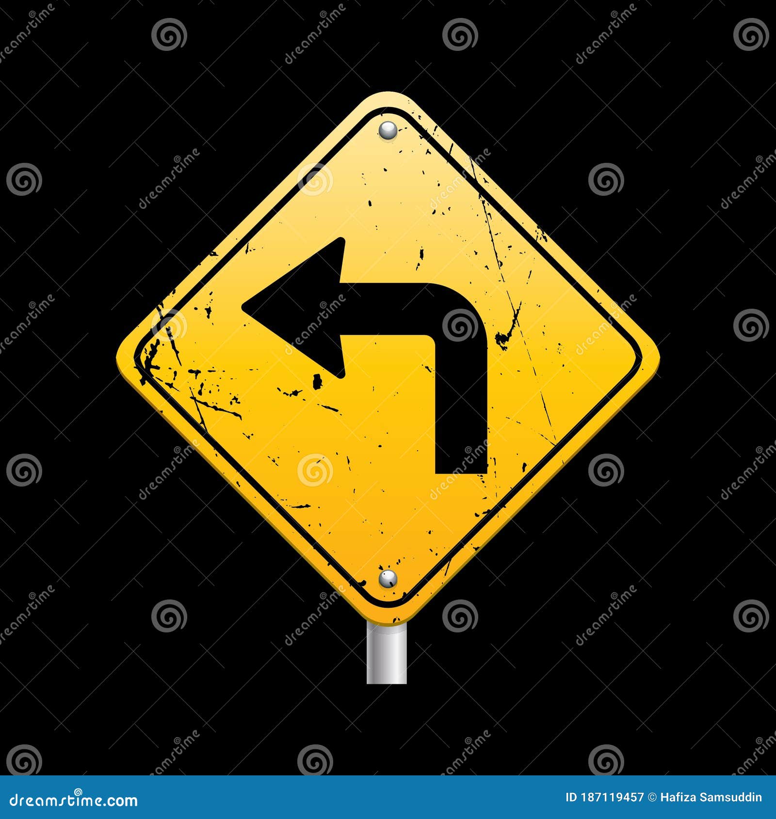 Sharp Turn Ahead Sign. Vector Illustration Decorative Design Stock ...