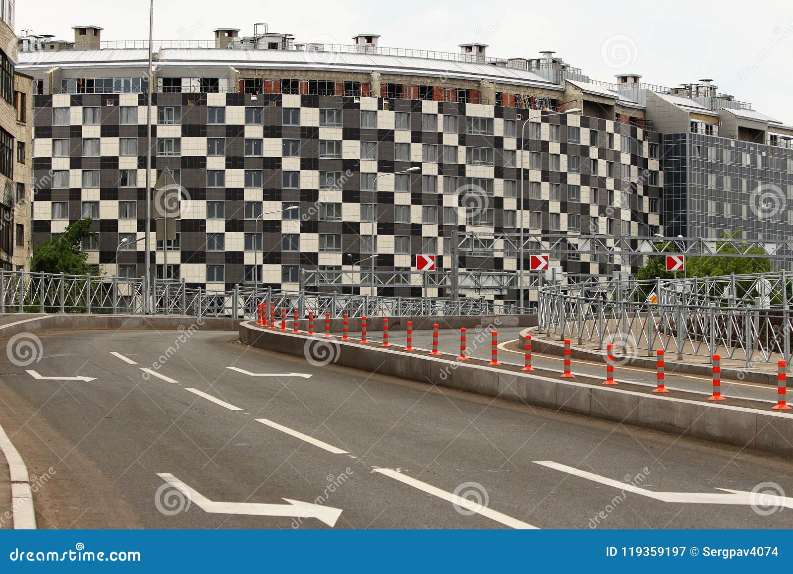 A Sharp Turn on the Asphalt Road Stock Image - Image of facade, road ...