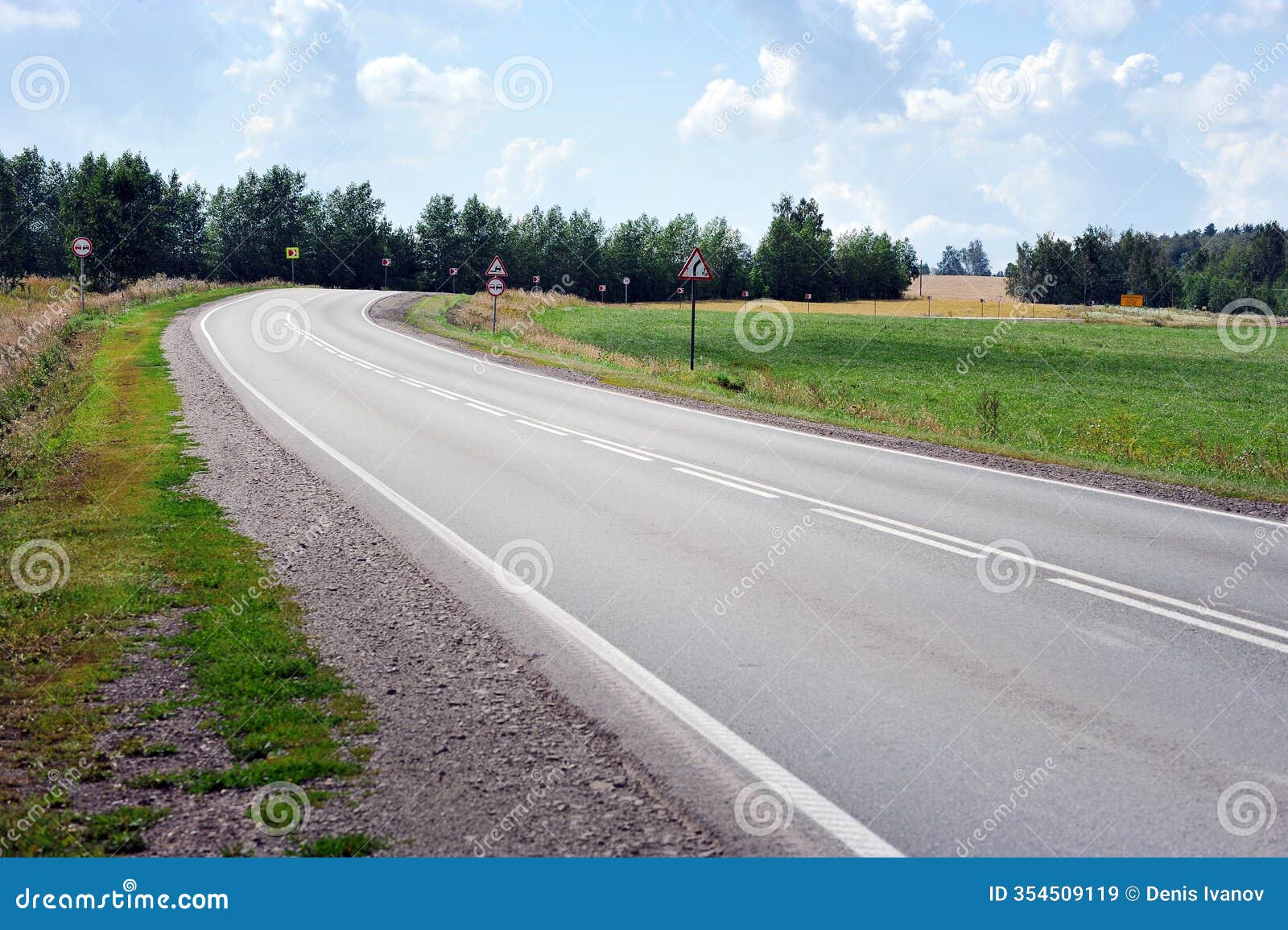 A Sharp Turn of the Highway - Signs of a Sharp Turn and Overtaking are ...