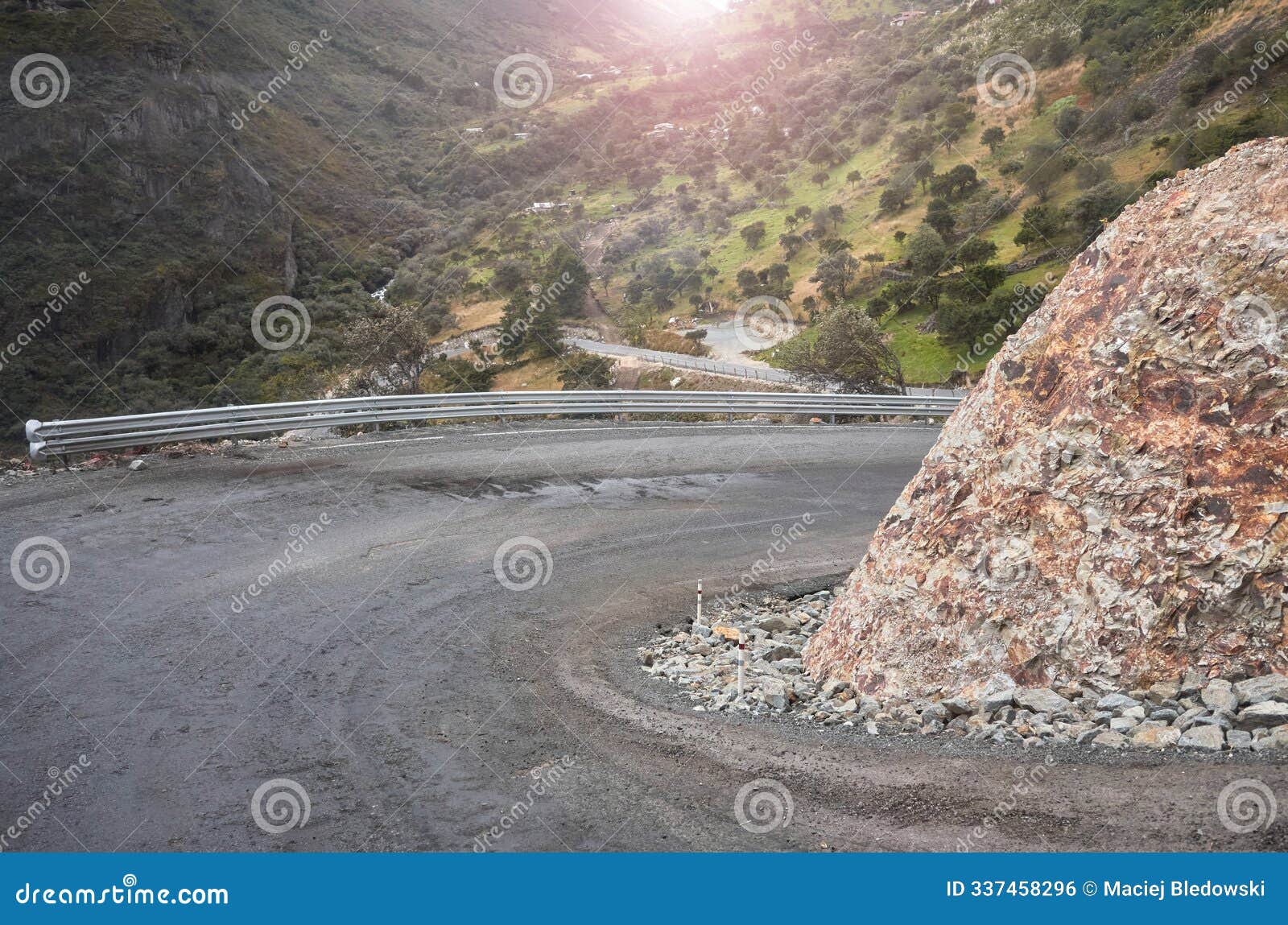 A Sharp Turn on a Mountain Road, Ecuador Stock Photo - Image of rock ...