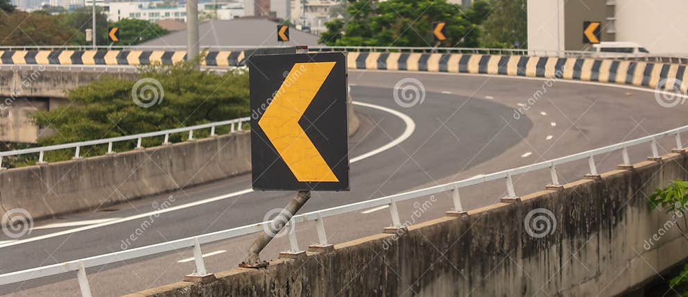 Sharp Turn Sign on the Road Stock Photo - Image of direction, transport ...
