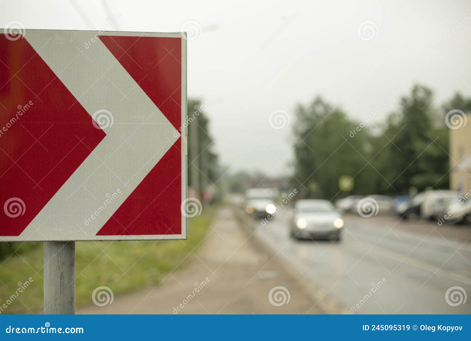 Sharp Turn Sign on Road. Place of Sharp Bend in Road Stock Image ...