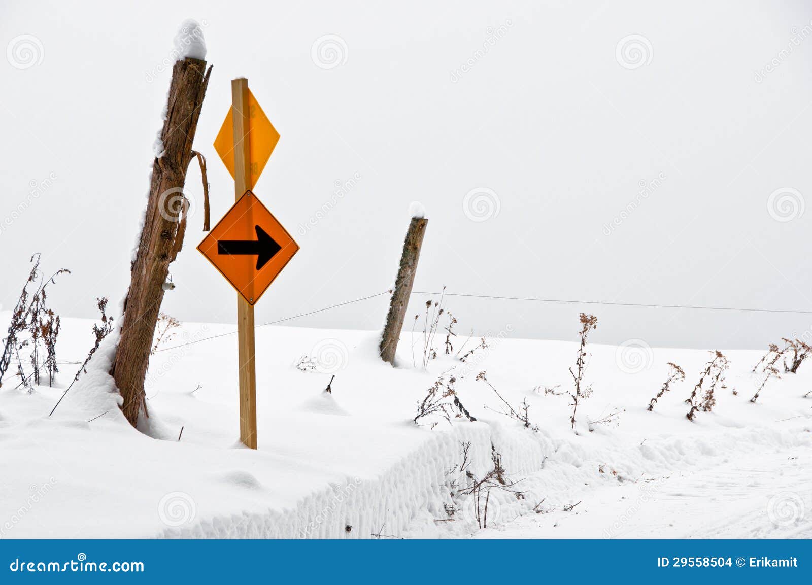Sharp turn on a snowy road stock photo. Image of winter - 29558504