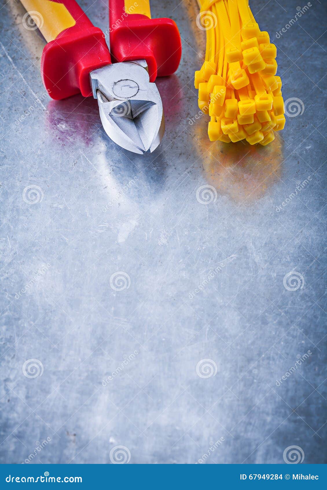 Sharp Wire-cutter Plastic Cable Ties on Metallic Background Cons Stock ...