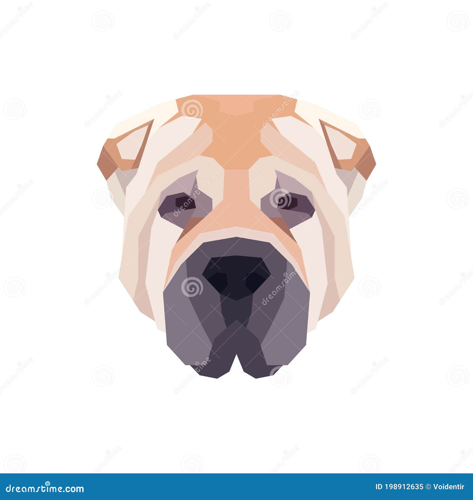 Low poly Shar Pei head stock vector. Illustration of furry - 198912635