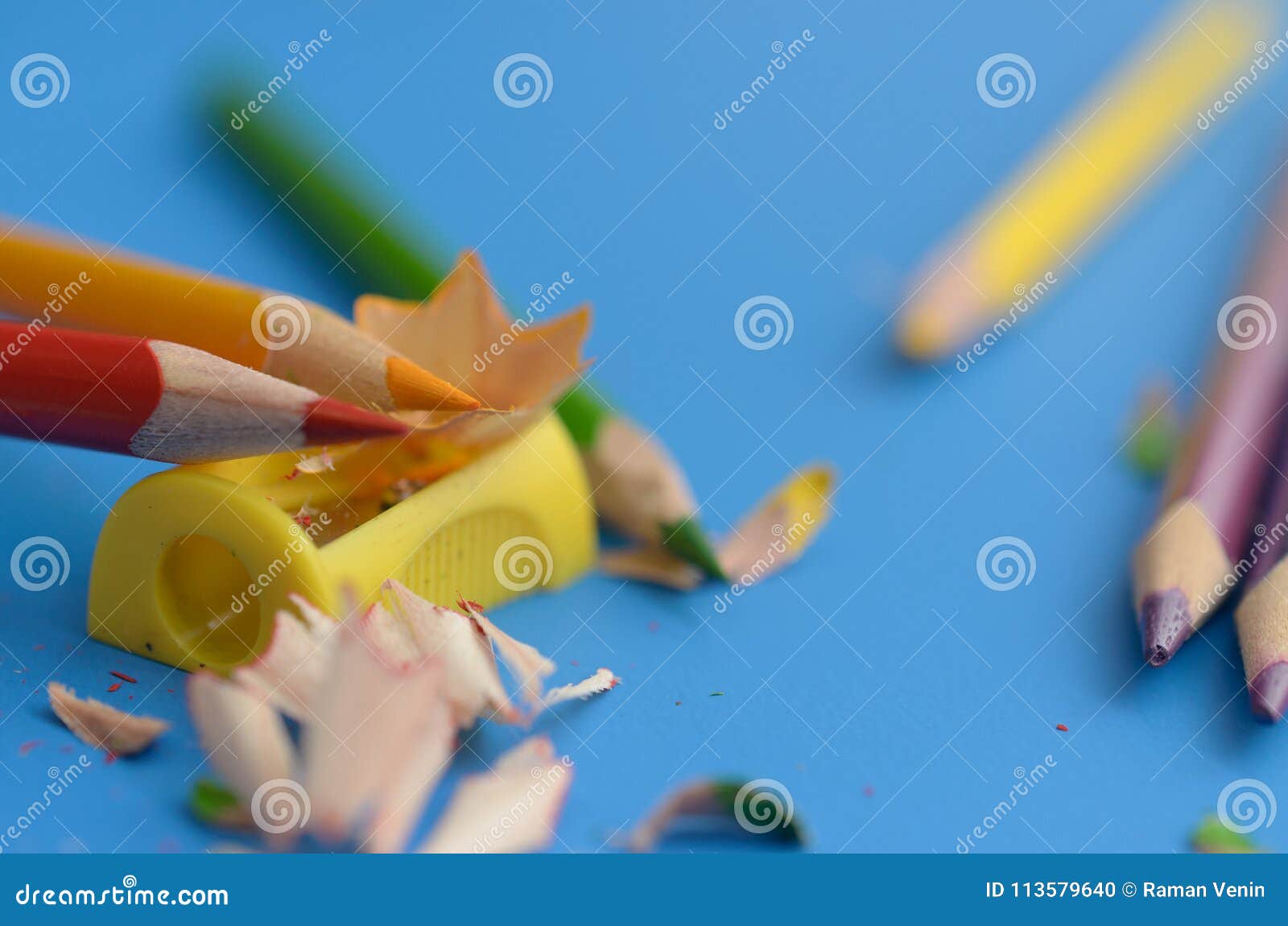 Sharpen the Colored Pencils with a Sharpener. Stock Photo - Image of ...