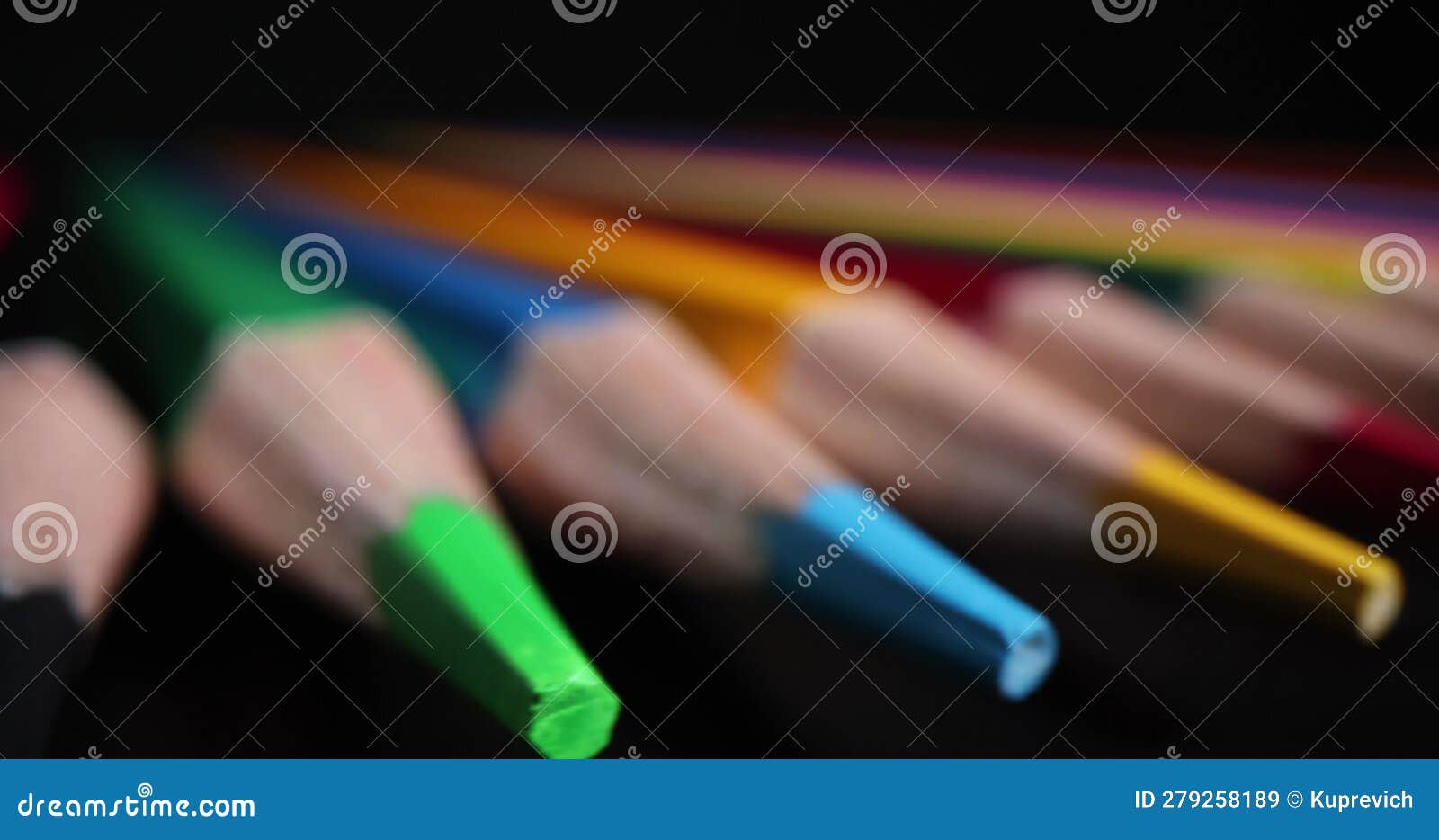 Sharpened Multi-colored Pencil Tips on Black Background Stock Video ...