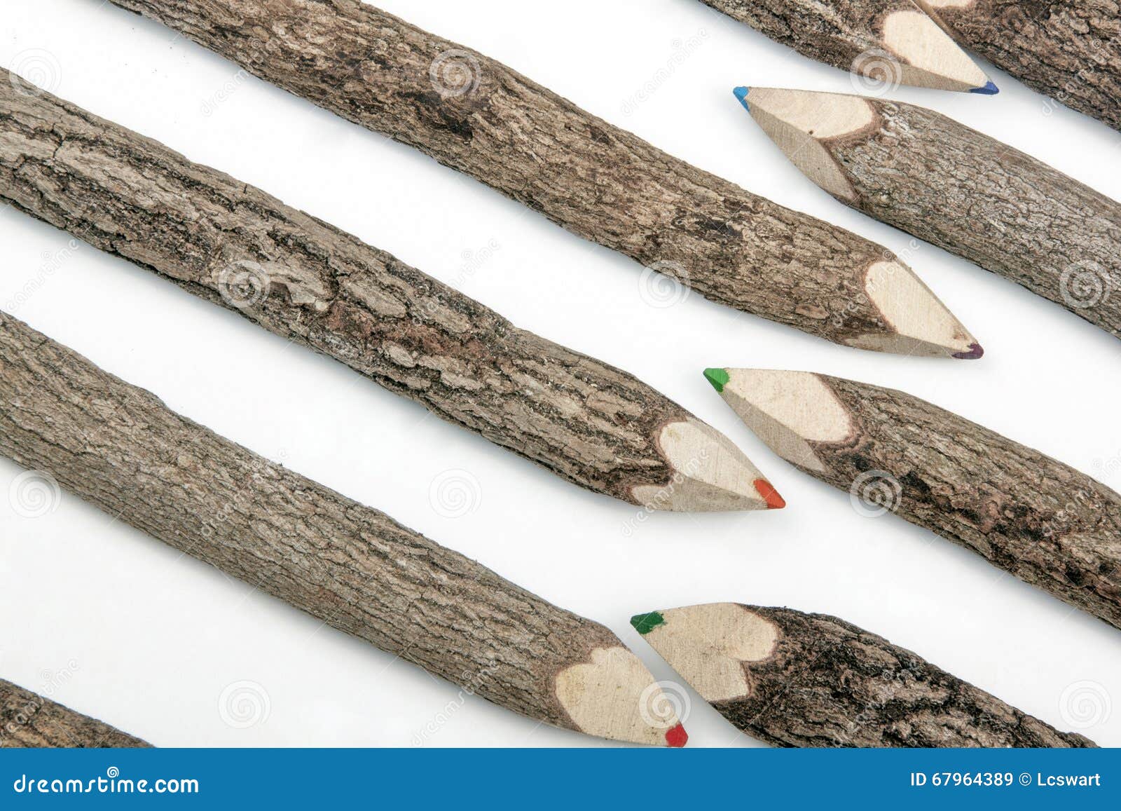 Sharpened Pencil Crayons Set in Rough Textured Bark Stock Image - Image ...