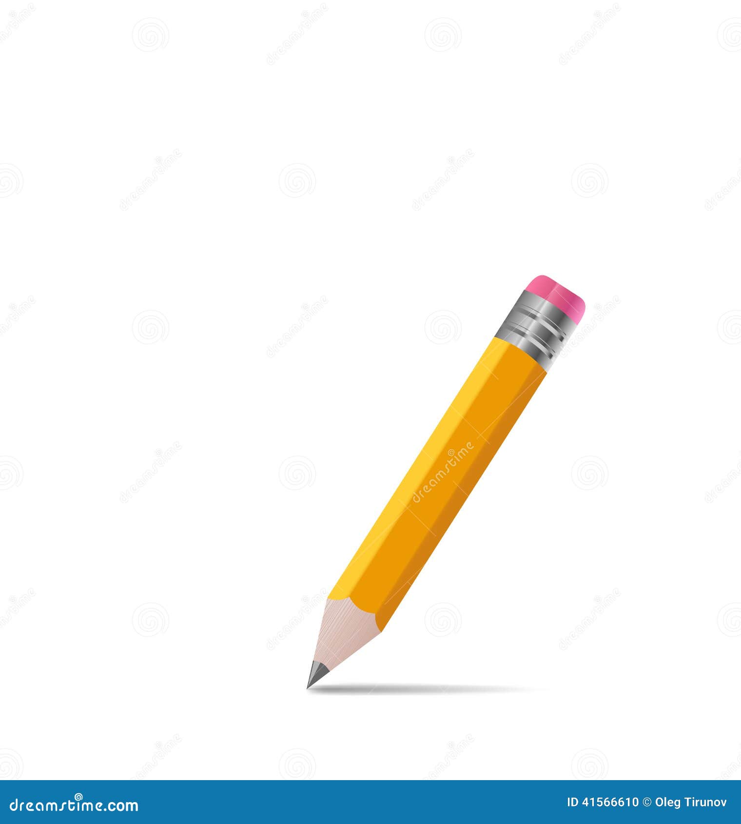Sharpened Wooden Pencil With Shadow, On White Back Vector Illustration ...