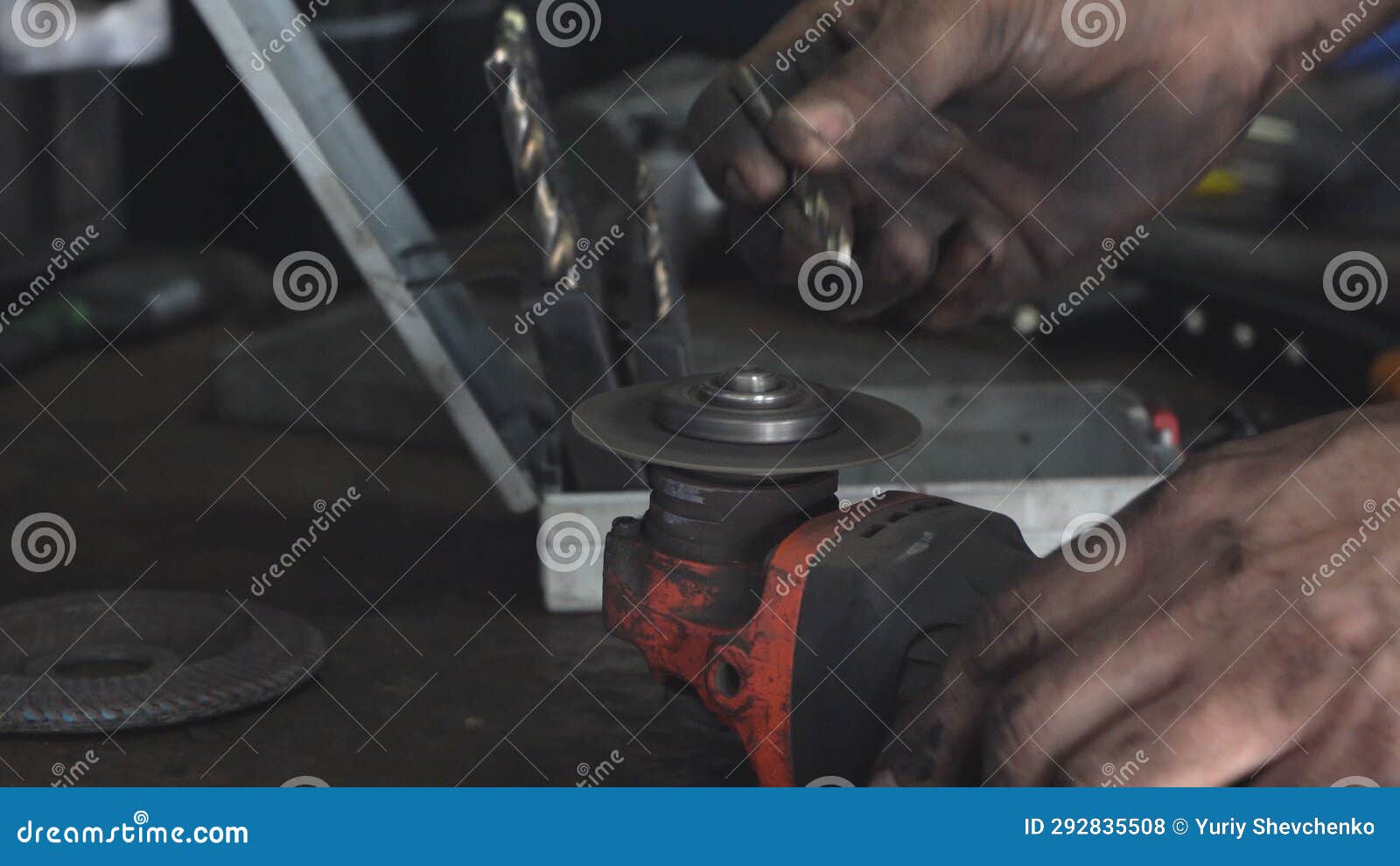 A Master Sharpens a Drill Using an Emery Disc Stock Footage - Video of ...