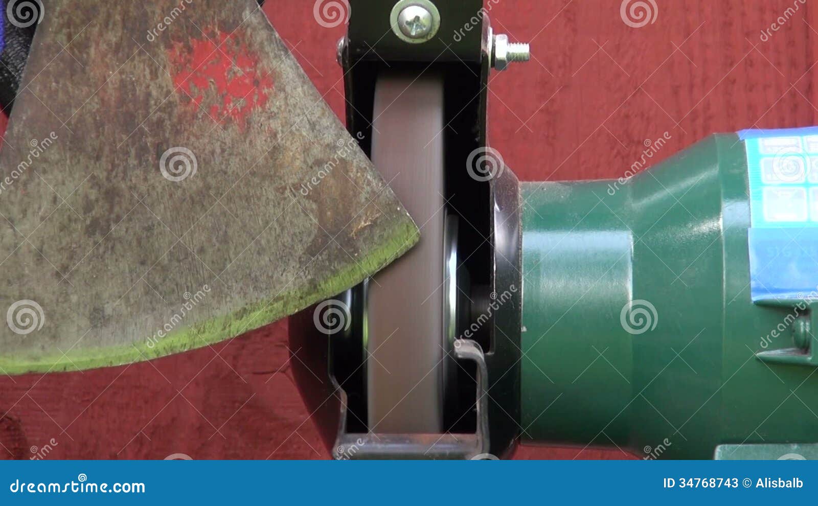 Sharpening Old Axe on Electrical Grinder Stone Stock Footage - Video of ...