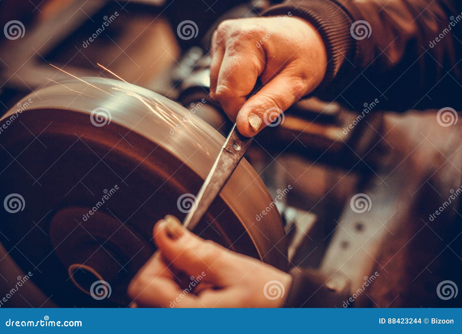 Sharpening scissors detail stock photo. Image of handyman - 88423244