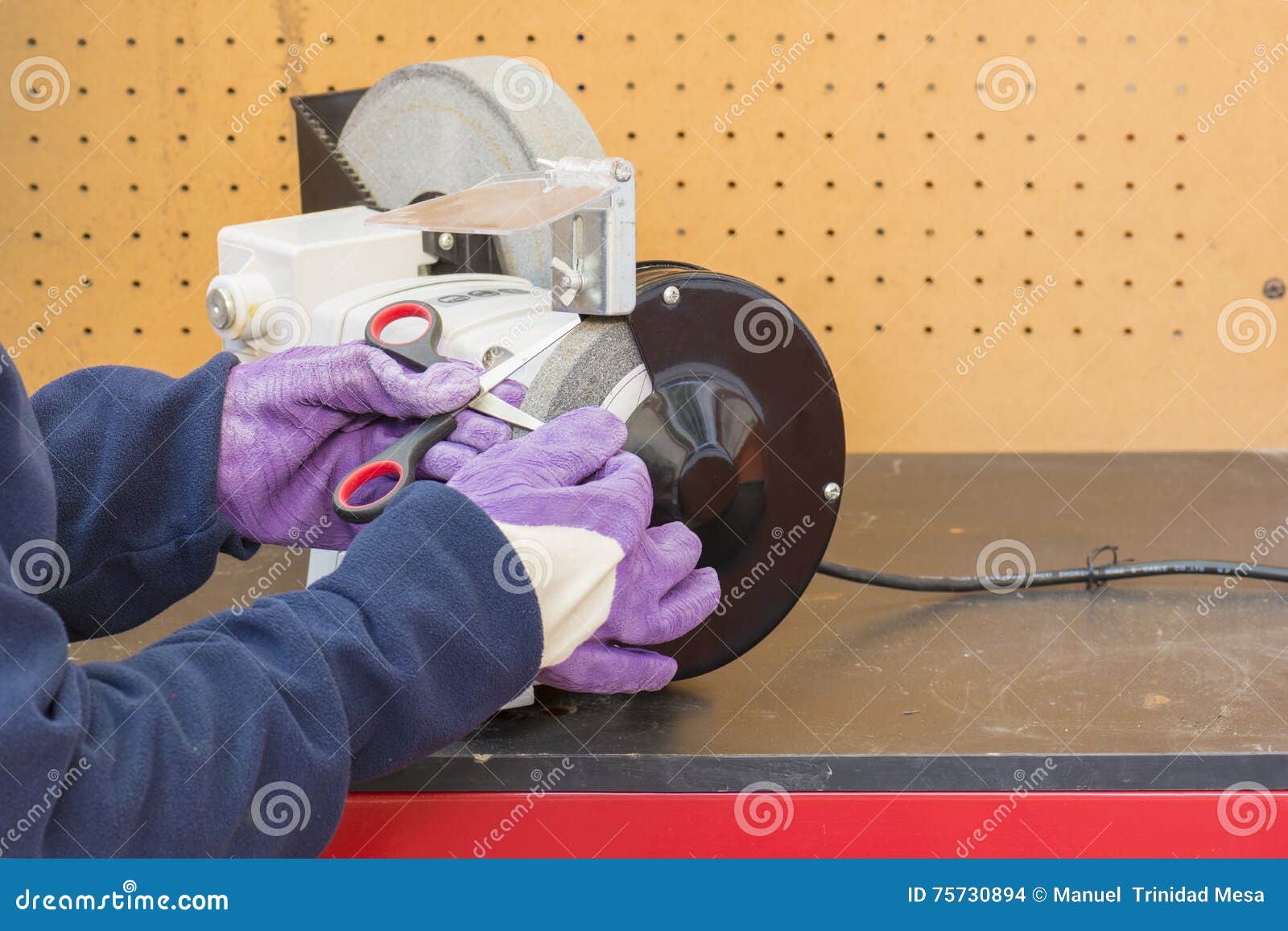 Sharpening Scissors Process, Stock Photo - Image of sharpener ...