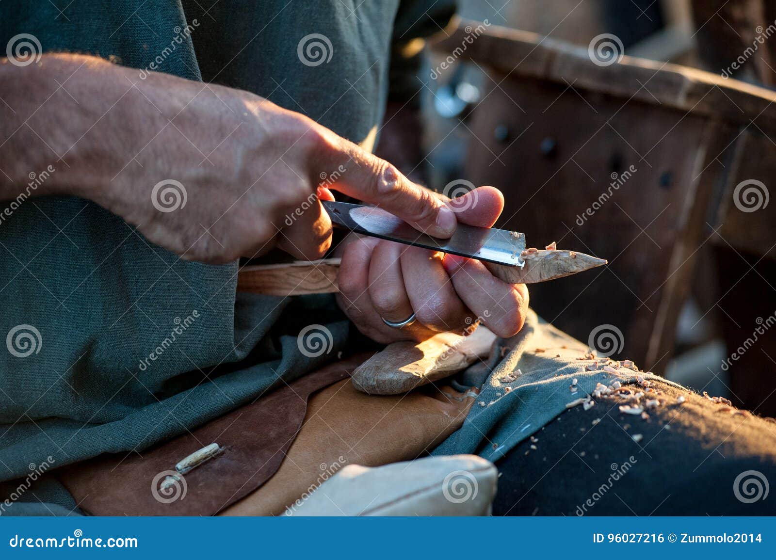 Sharpening a Wood Stick with a Blade Stock Photo - Image of finger ...