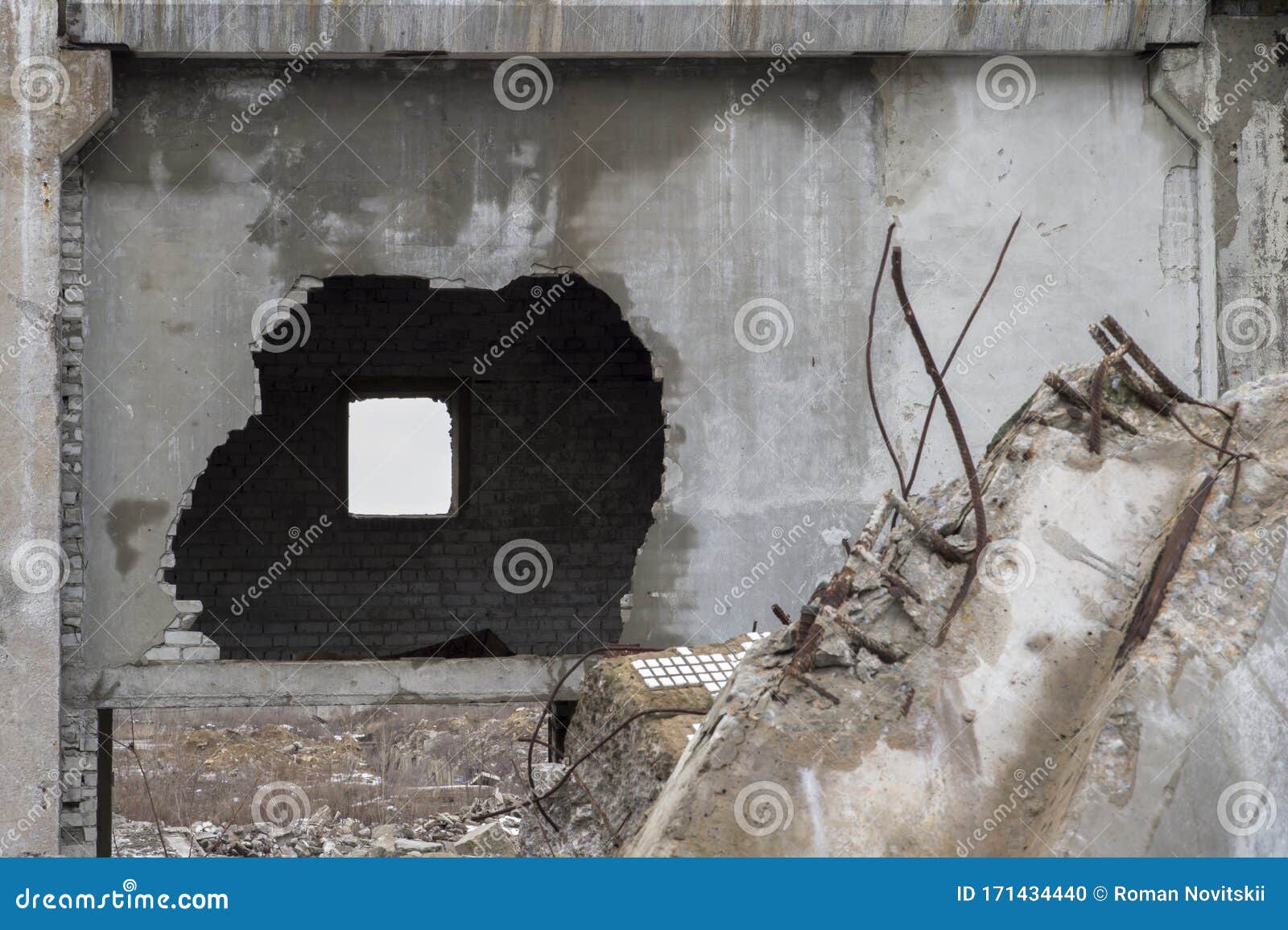 Wall Remnants And Rubble After House Demolition Stock Image ...