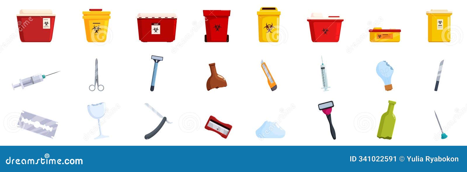 Sharps Medical Waste Bin Cartoon Vector Illustration | CartoonDealer ...