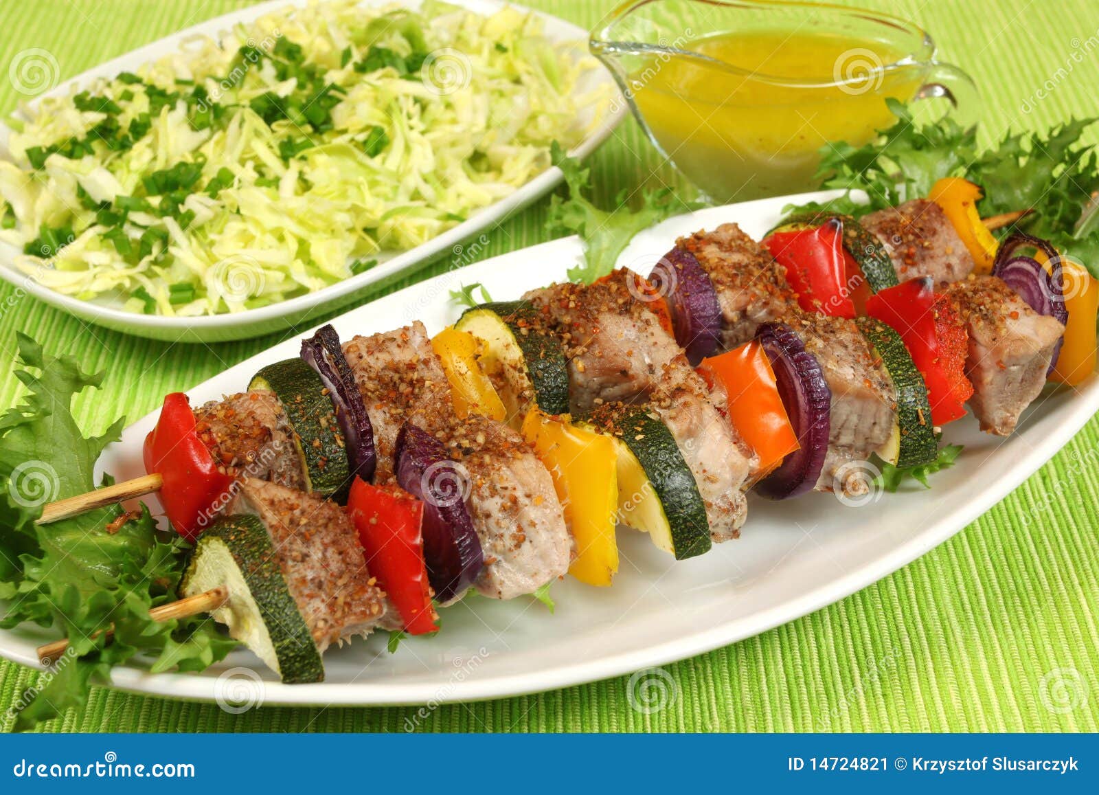 Shashlik stock image. Image of vinaigrette, courgette - 14724821