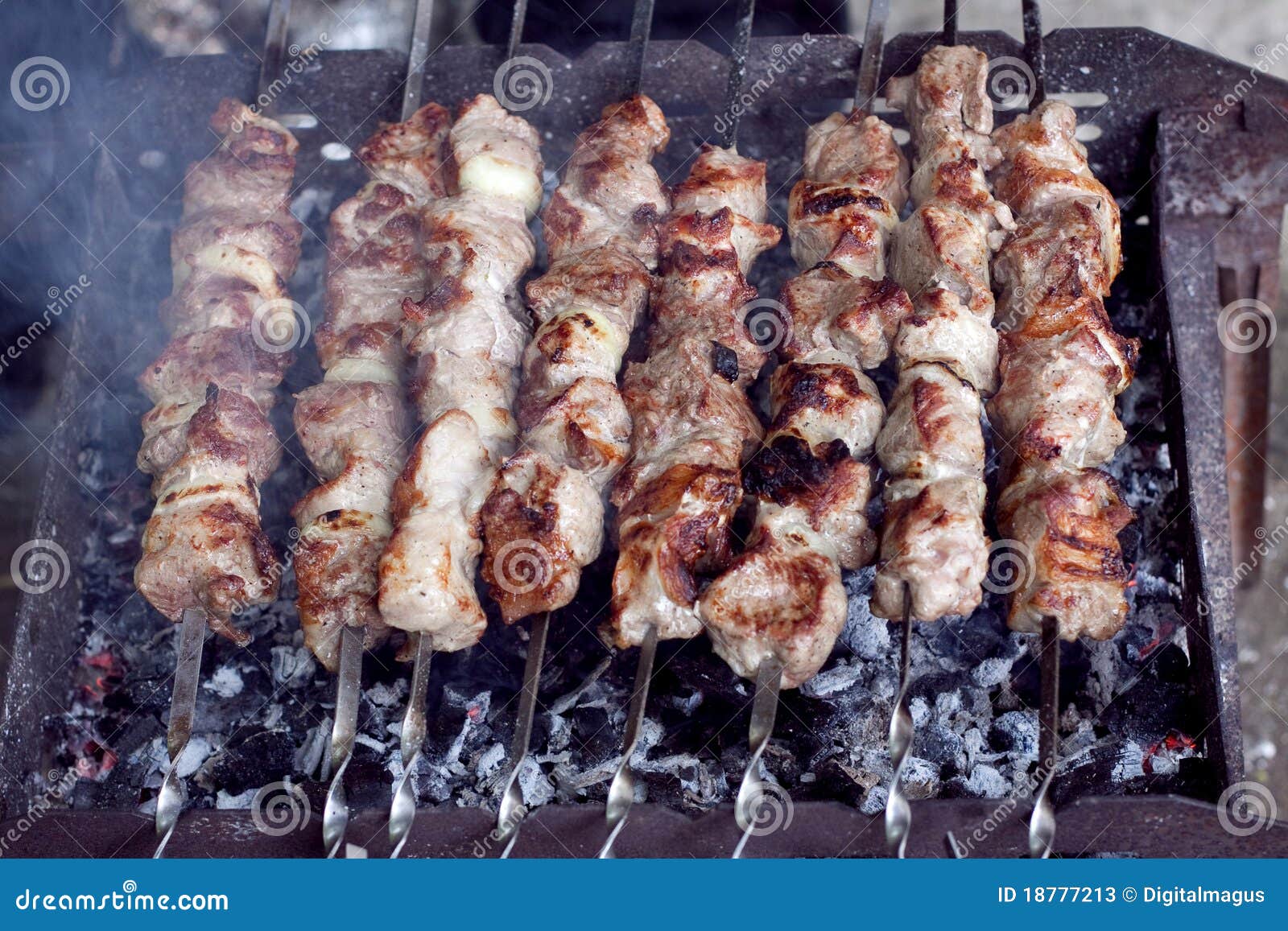 Shashlik stock image. Image of fire, pork, meat, chips - 18777213