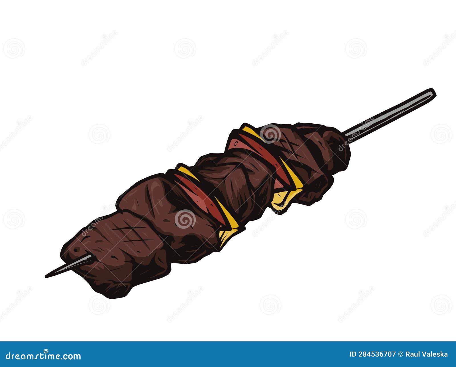 Shashlik Kebab Vector Drawing Stock Vector - Illustration of shashlik ...
