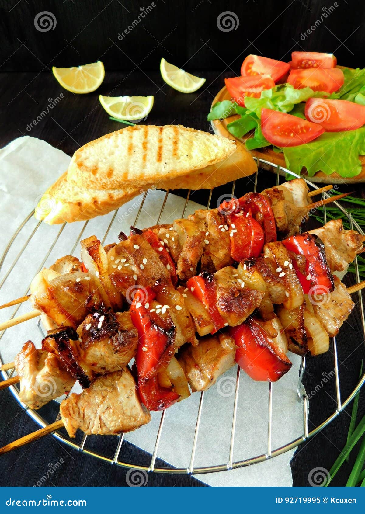 Shashlik Made of Meat with Vegetables Stock Image - Image of meat ...