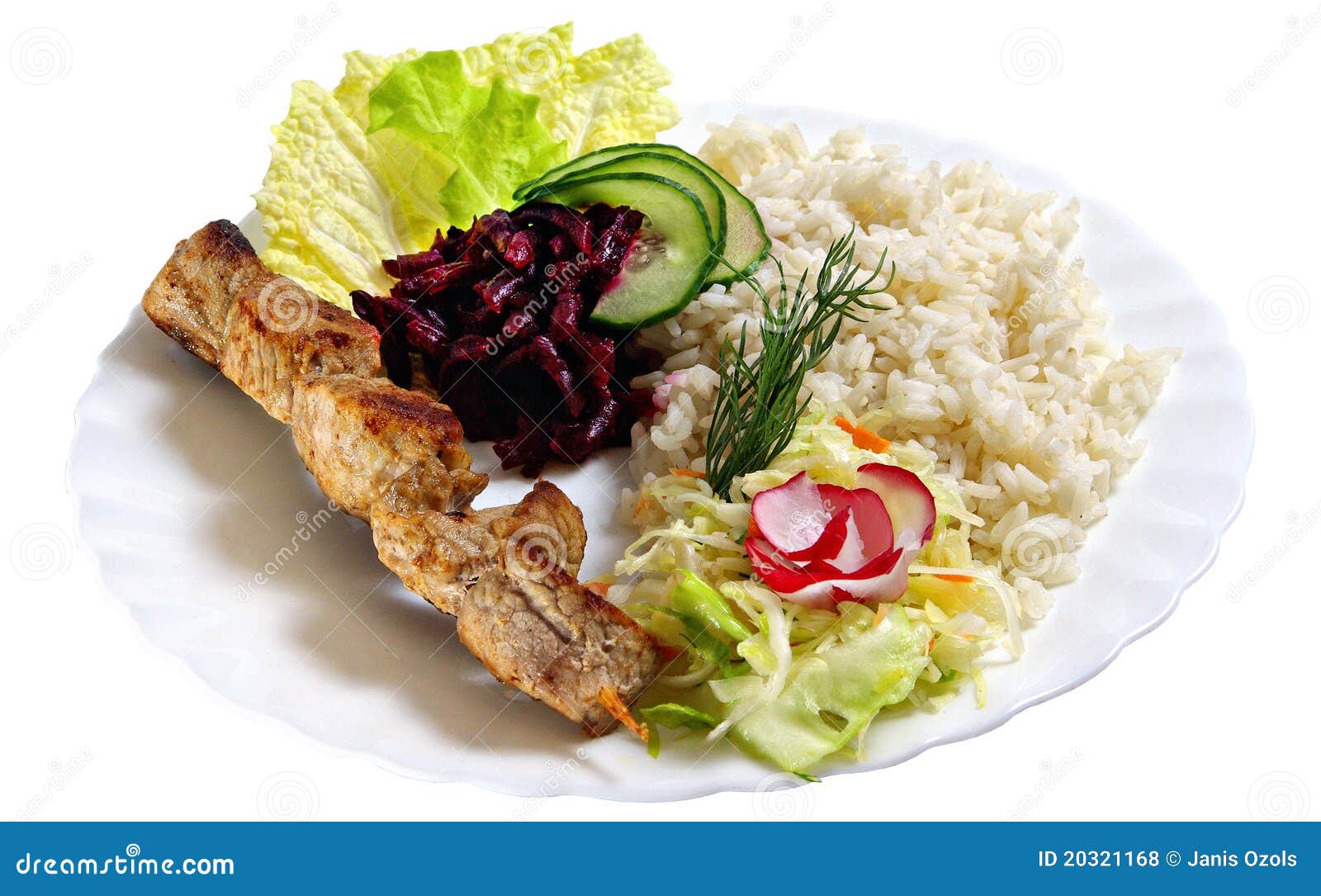 Shashlik with rice stock photo. Image of meat, eating - 20321168