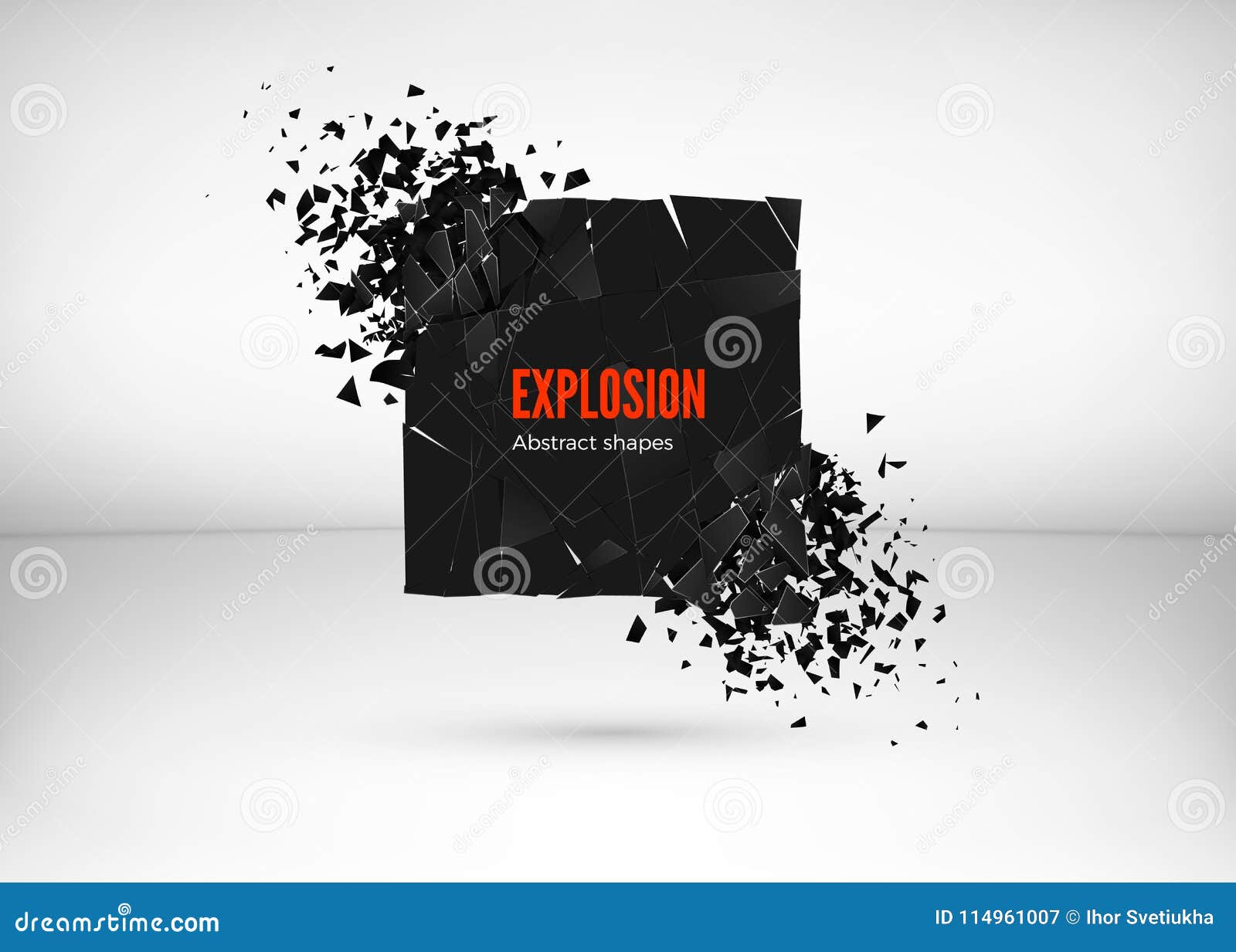 Shatter and Destruction Dark Square Effect. Abstract Cloud of Pieces ...