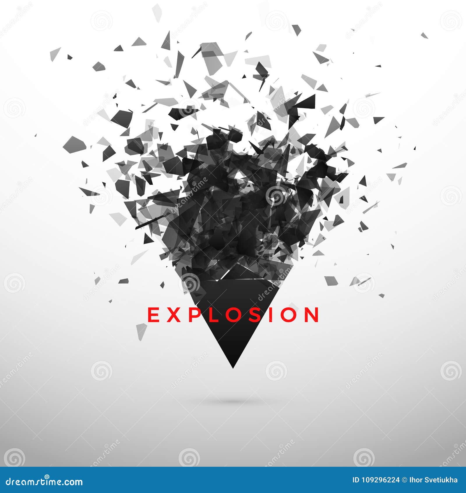 Shatter And Destruction Dark Triangle. Abstract Cloud Of Pieces And ...