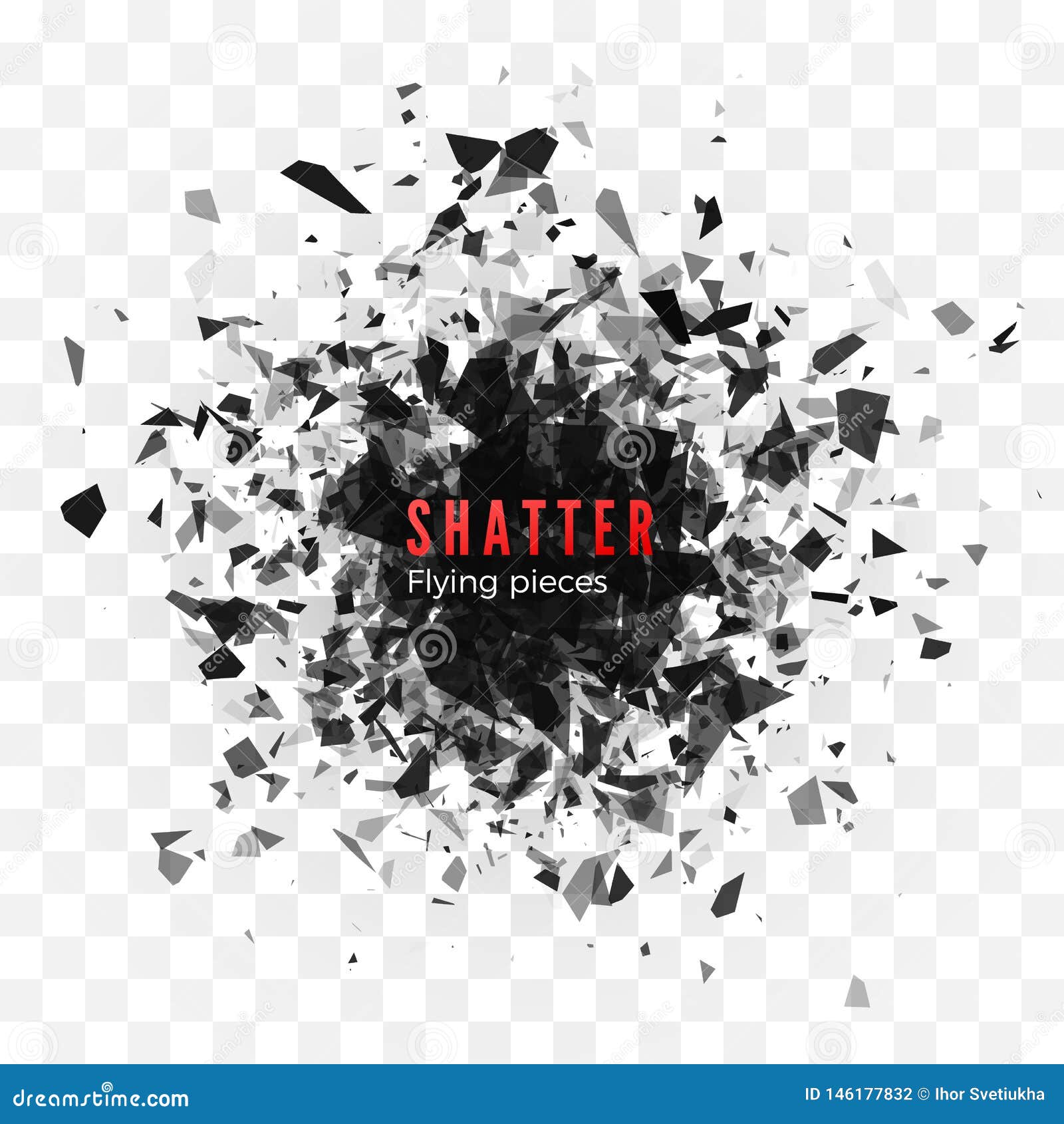 Shatter and Destruction Effect. Abstract Cloud of Pieces and Fragments ...